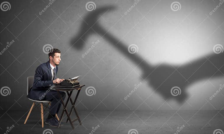 Shadow Threatening Hard Worker Man Stock Image - Image of confident ...