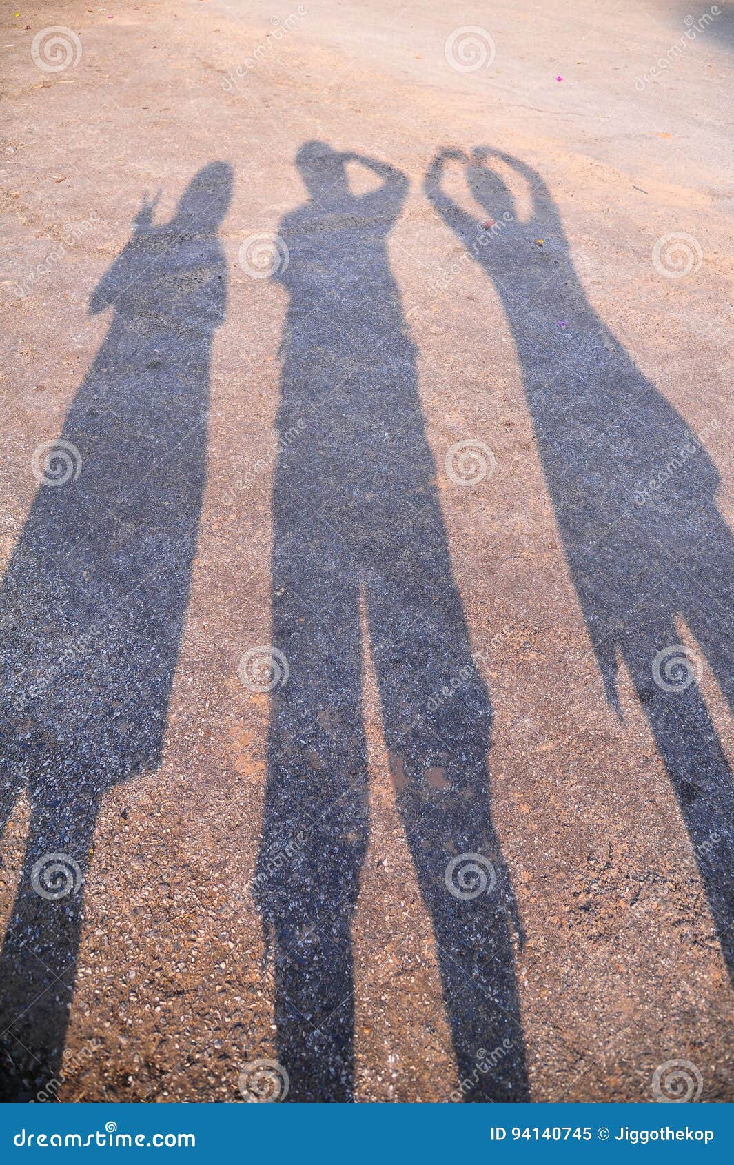 Shadow Three of People Action Posting on Ground Background Stock Image ...