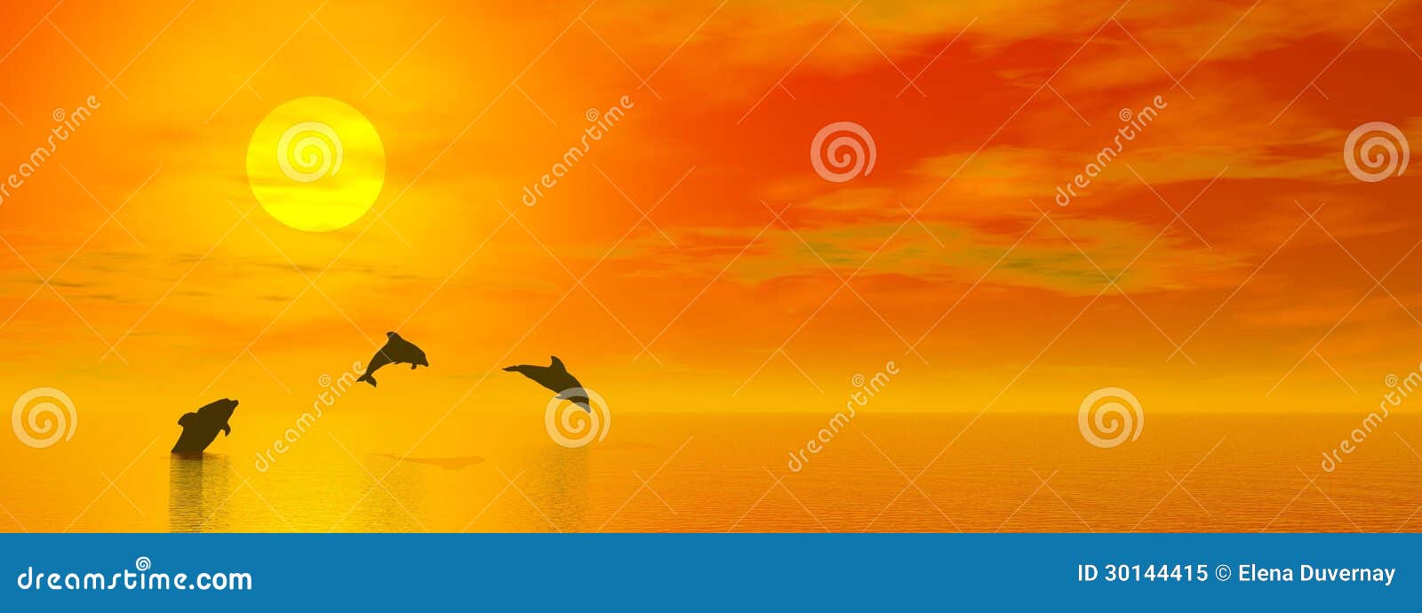 Dolphins by Sunset - 3D Render Stock Illustration - Illustration of ...