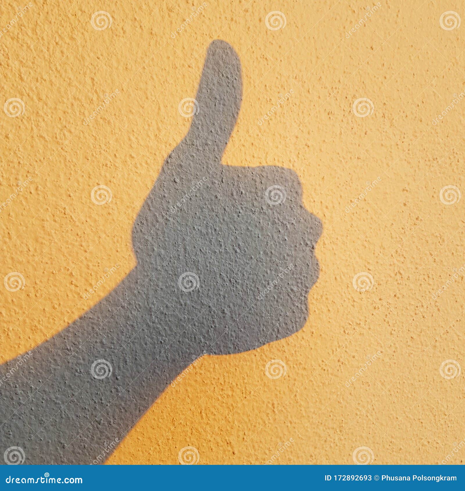 Shadow of Thumbs Up on Concrete Wall Stock Image - Image of sunlight ...