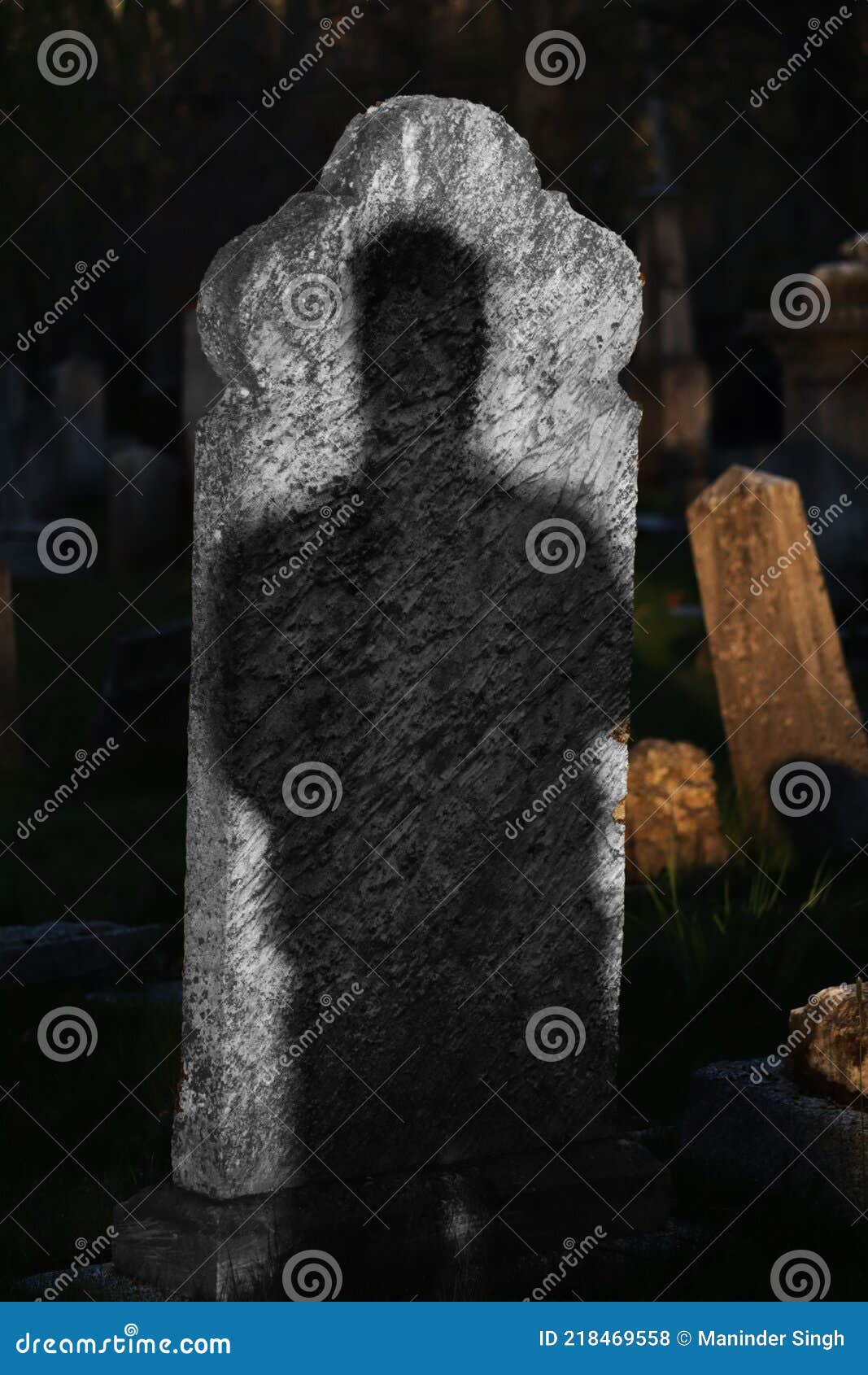 Shadow on tombstone. stock photo. Image of halifax, blooming - 218469558