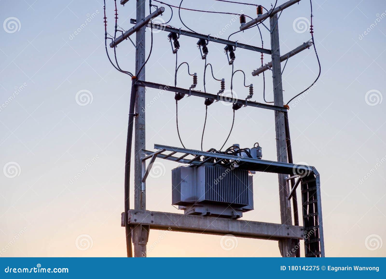 The Shadow Of The Electric Pole In The Background Of The Sun Stock ...