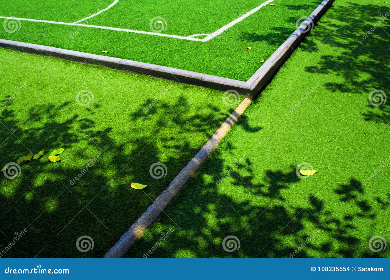 Shadow of Tree and Fall Leaf on the Artificial Grass Football Field ...