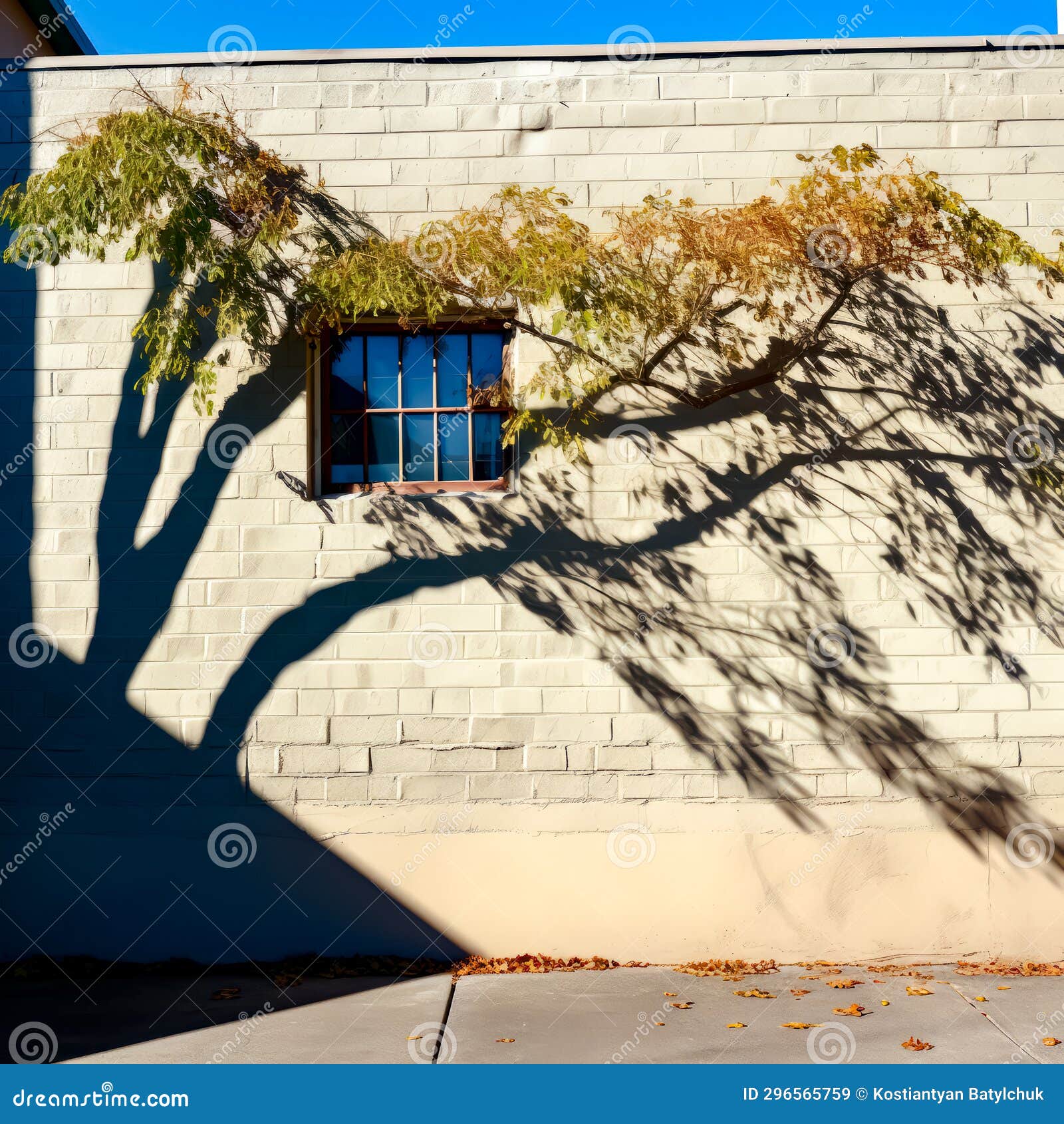 Shadow of Tree on Wall with Building in the Background. Generative AI ...
