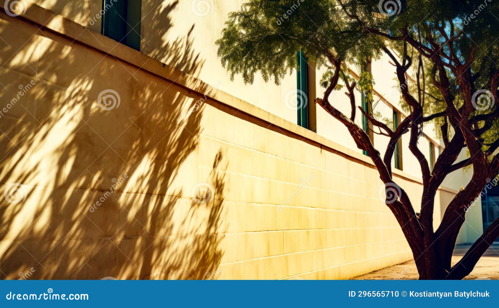The Shadow of Tree on the Wall of Building is Cast by the Sun ...