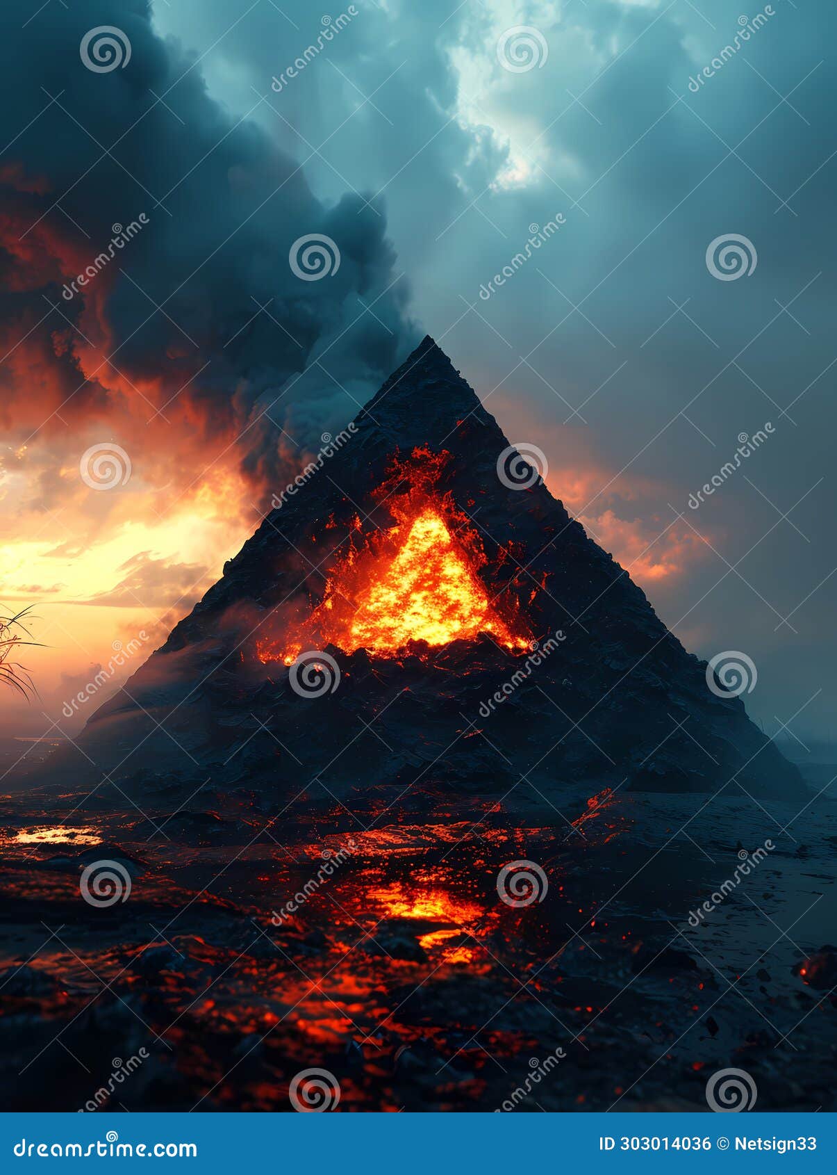The Shadow of the Trinity is Shown, a Pyramid with a Fire in the Middle ...