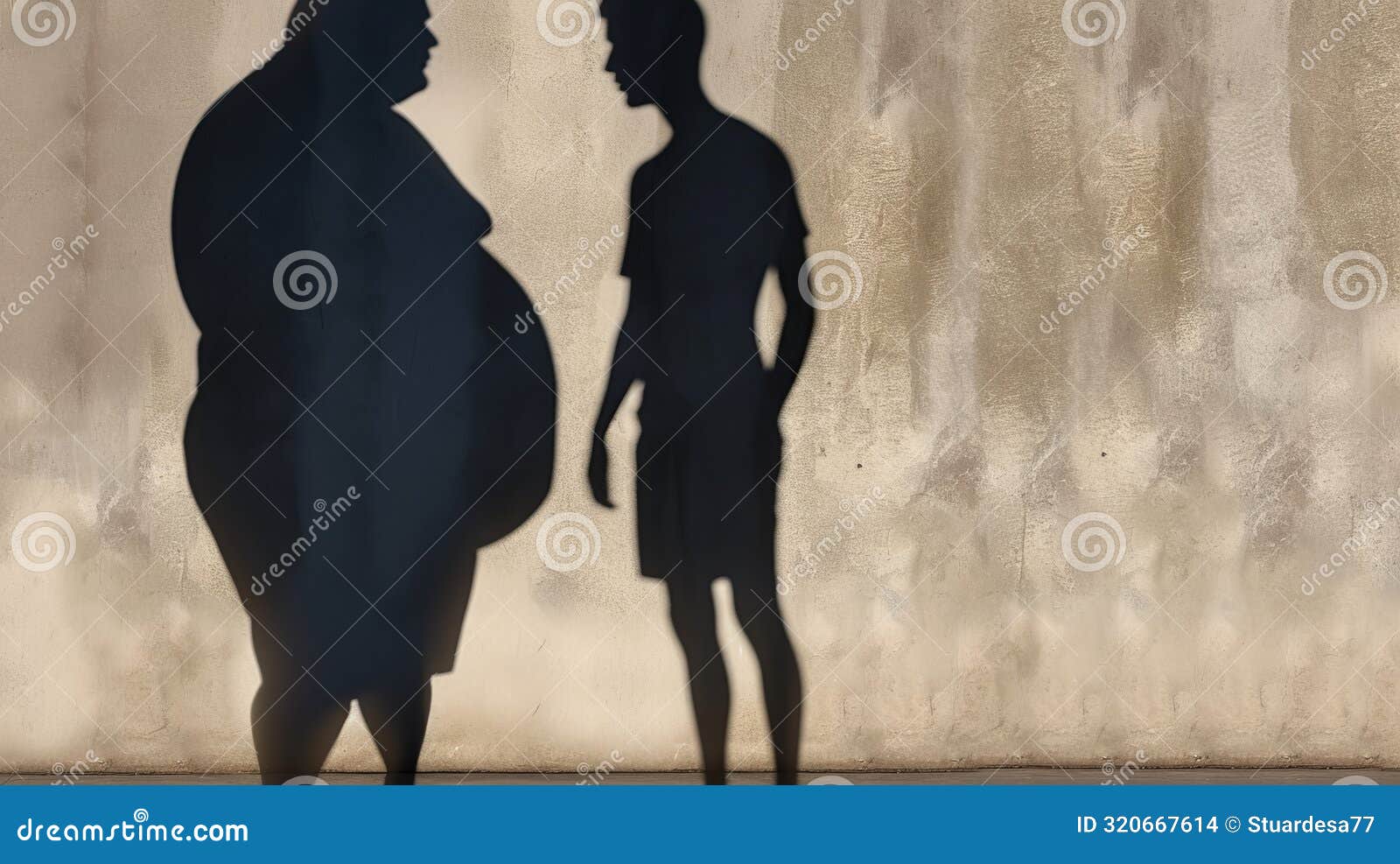 Shadow of Two Men Conversing Against a Textured Wall Stock Photo ...