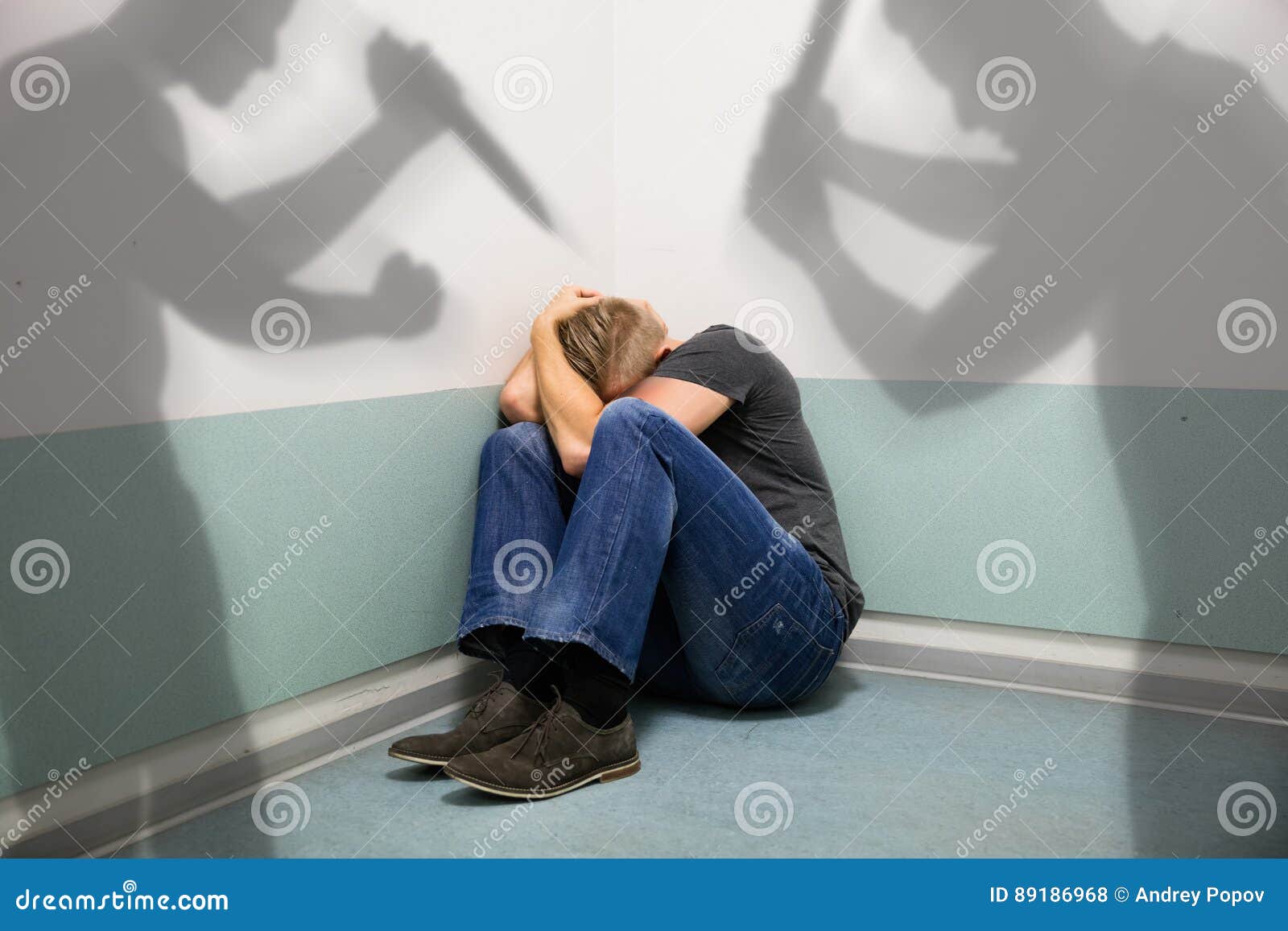 Shadow of Two People Attacking Man Stock Photo - Image of frustrated ...