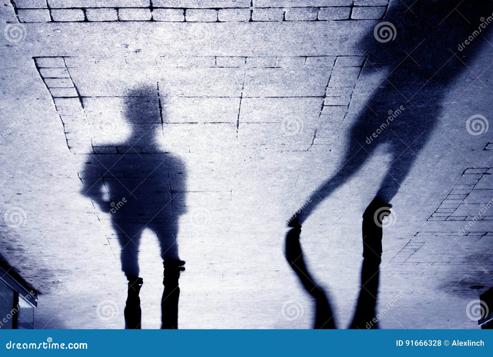 Shadow of Two Person on Patterened Sidewalk Stock Photo - Image of ...