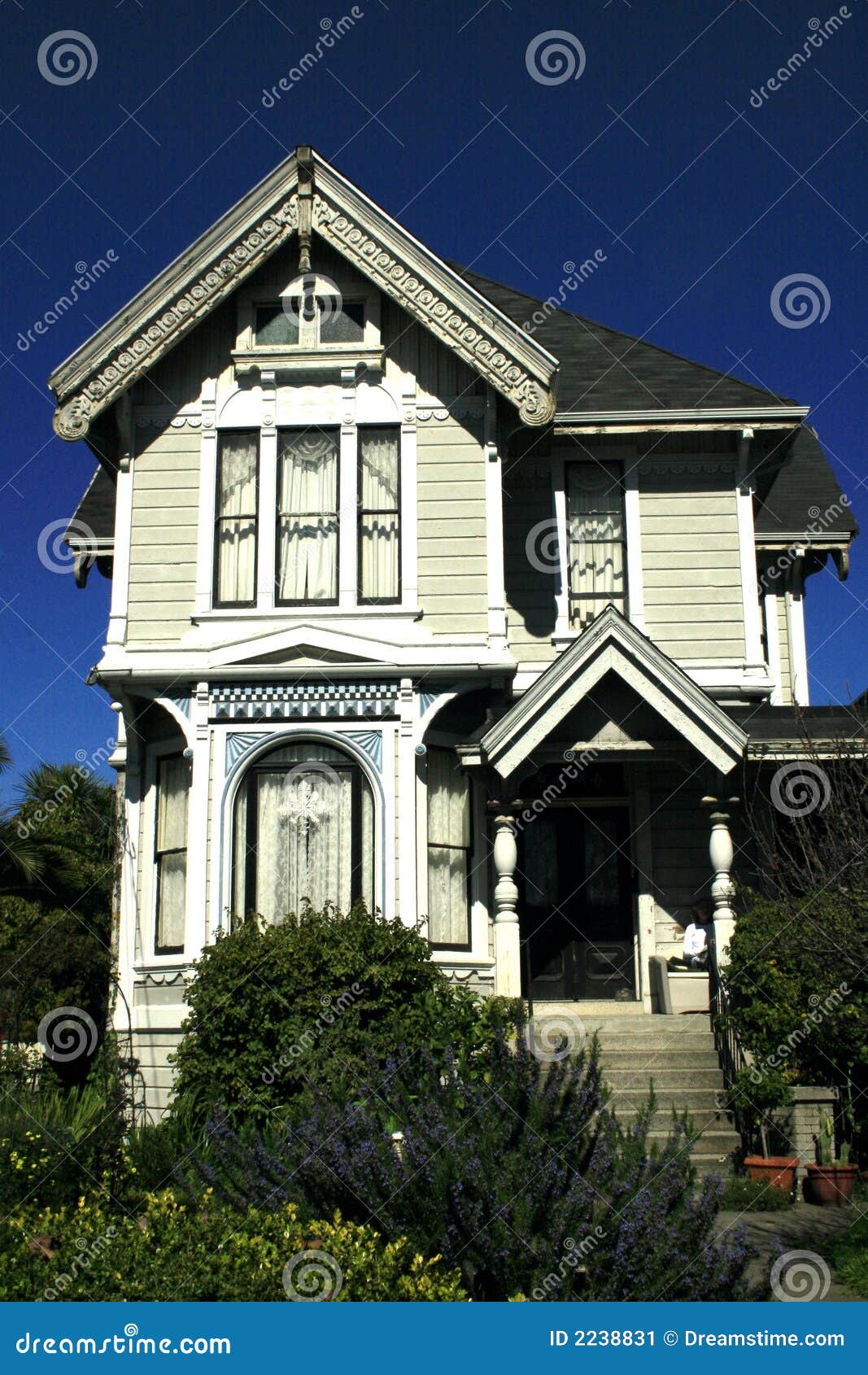Shadow on a Victorian Porch Stock Image - Image of california, lawn ...