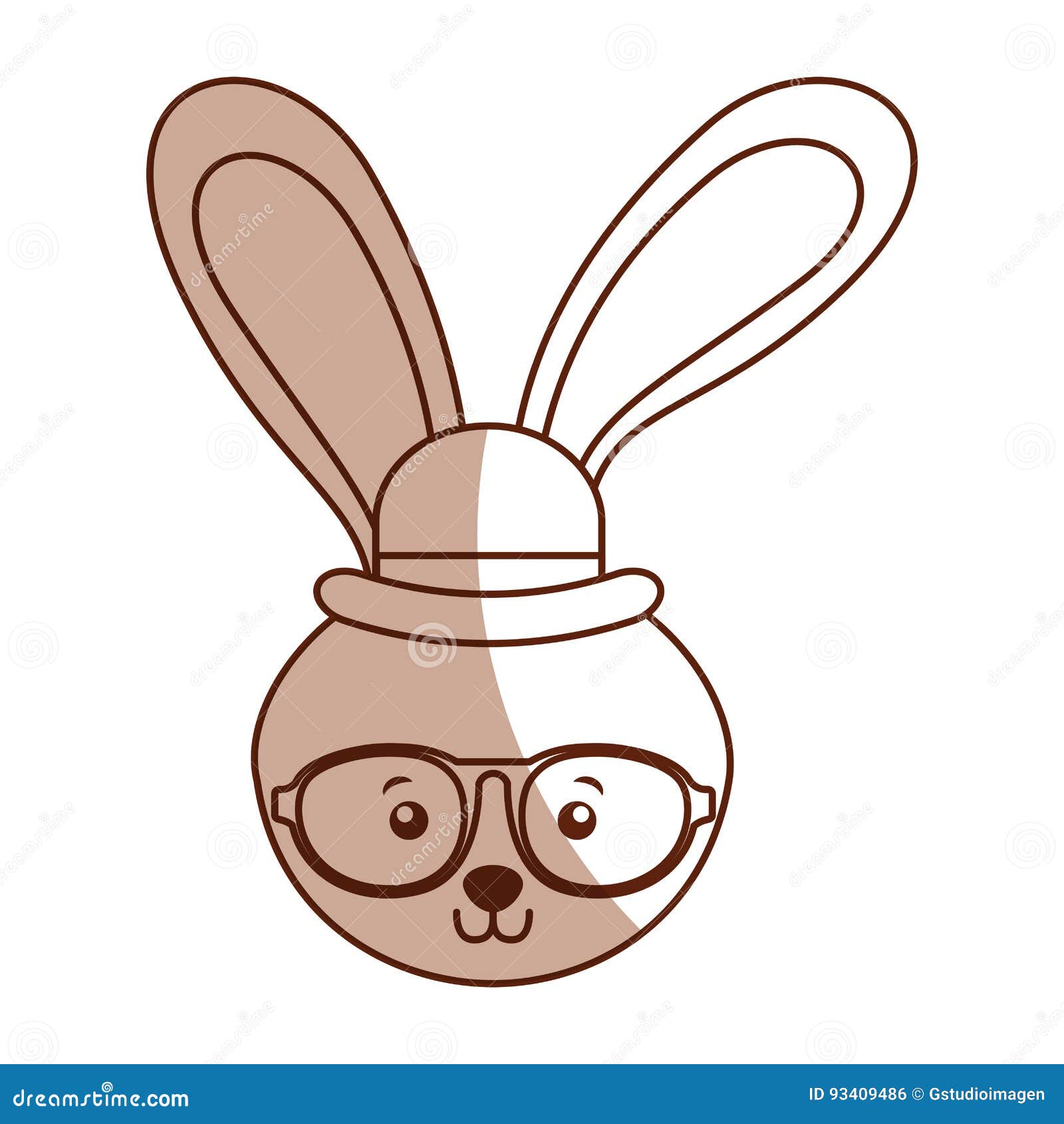Shadow vintage rabbit face stock vector. Illustration of shadow - 93409486