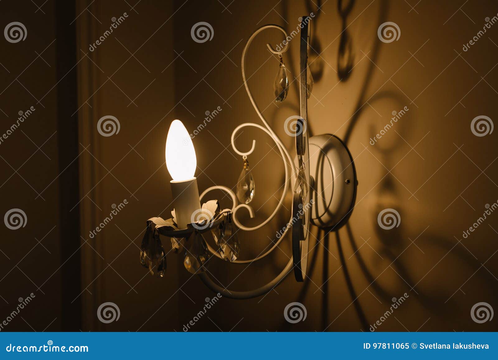 The shadow from wall lamp stock image. Image of antique - 97811065