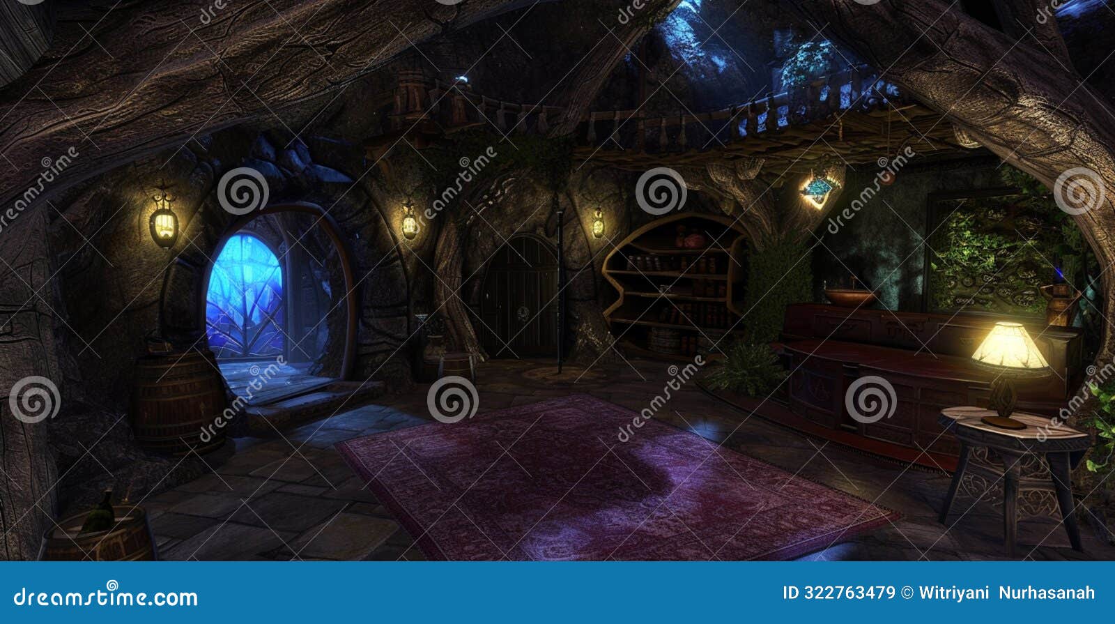 A Shadow Weavers Den Interior . Generative Ai Stock Illustration ...