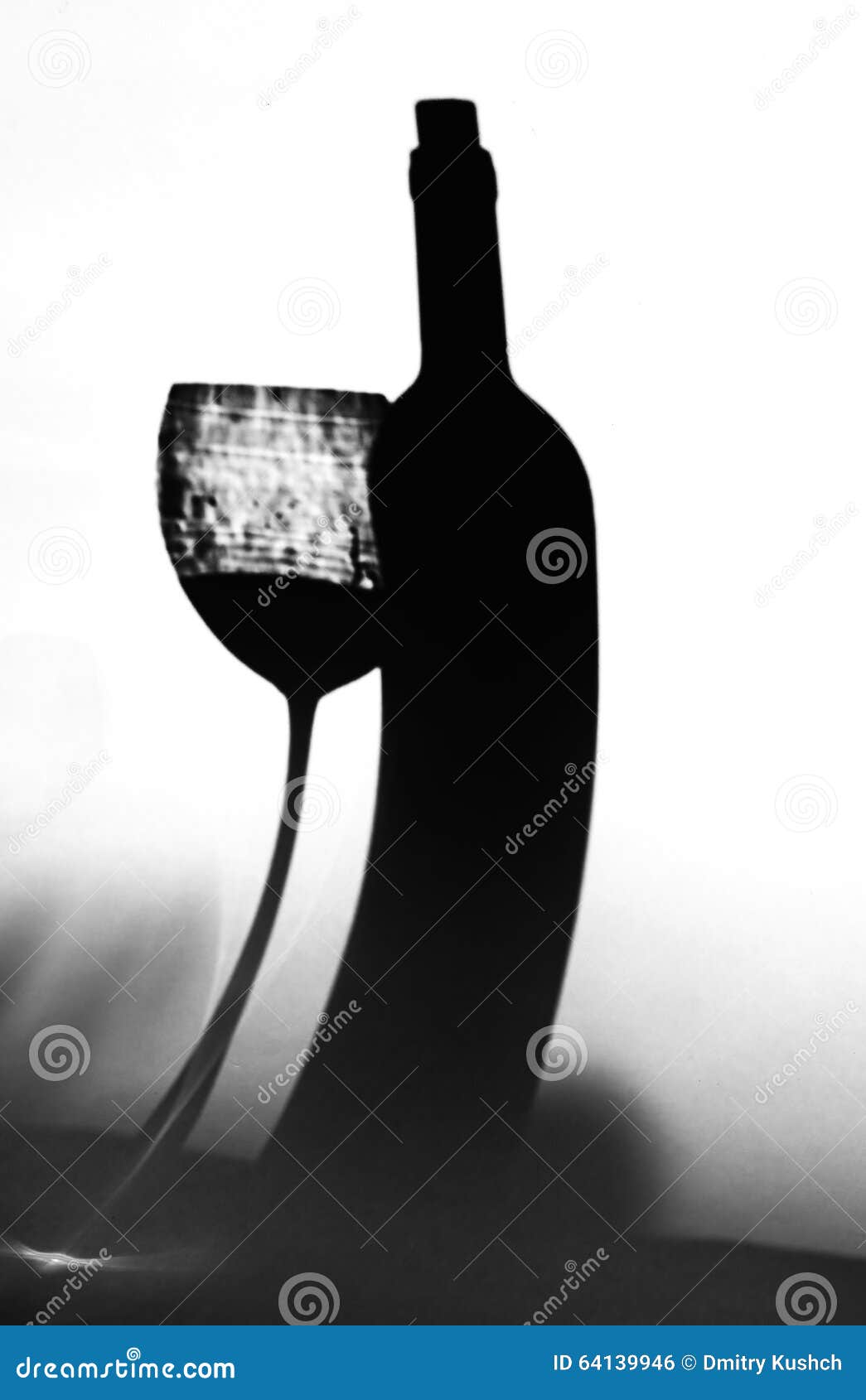 Shadow of a Wine Bottle and Glass Stock Photo - Image of alcoholic ...