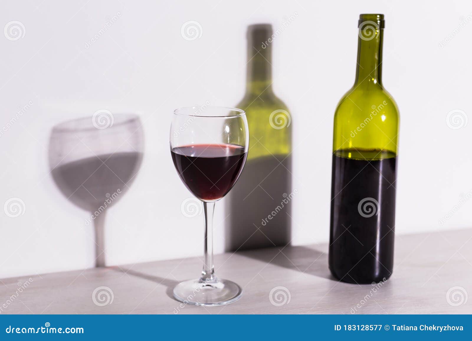 Shadow of Wine Glass in Dark Light. Stock Image - Image of black ...