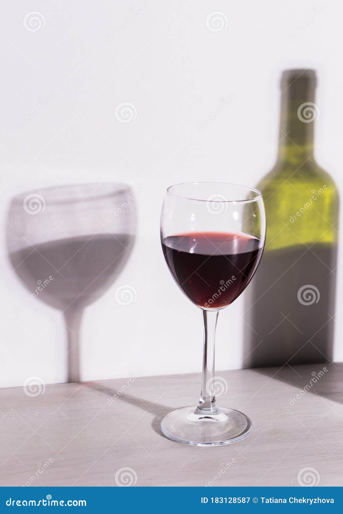 Shadow of Wine Glass in Dark Light. Stock Image - Image of grey, cork ...