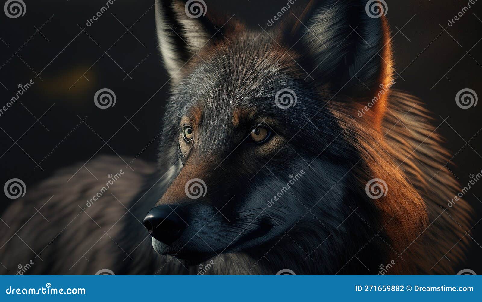 Shadow Wolf Digital Art Illustration, Generative AI Stock Illustration ...