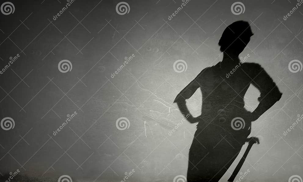 Engineer Woman Shadow. Mixed Media Stock Image - Image of shadow, wall ...