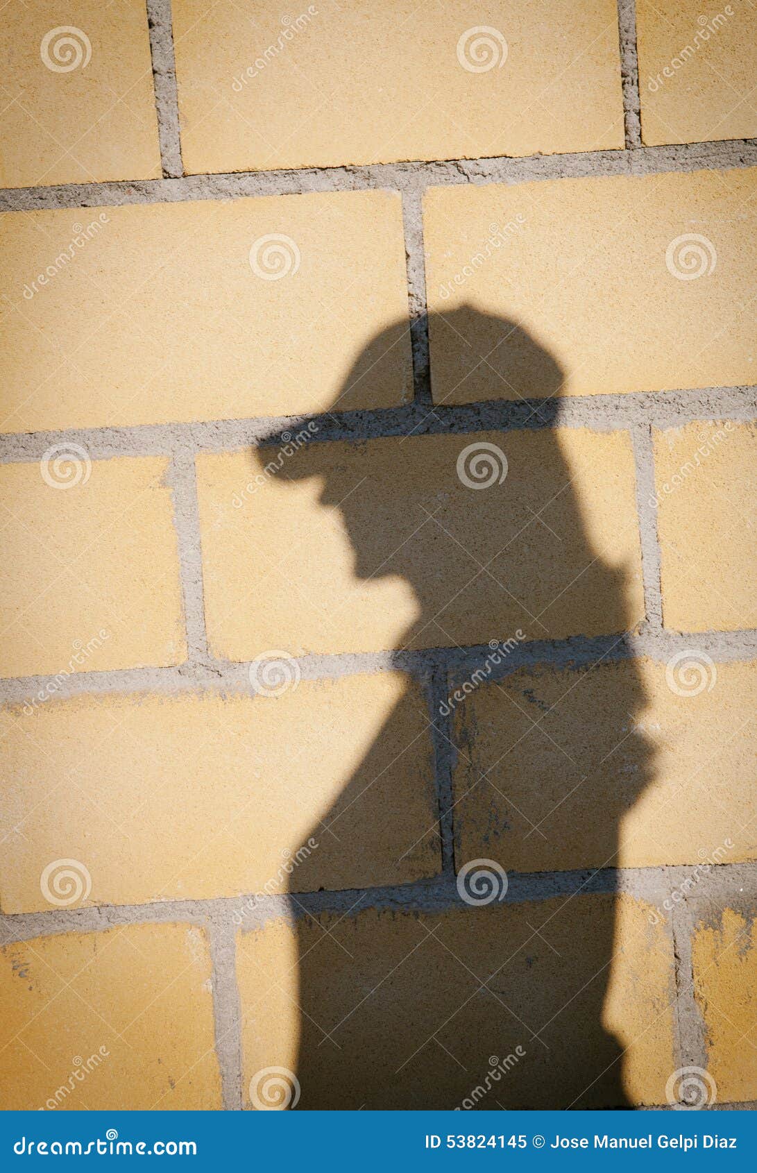 Shadow of a Woman with Hat on a Wall Stock Image - Image of outside ...