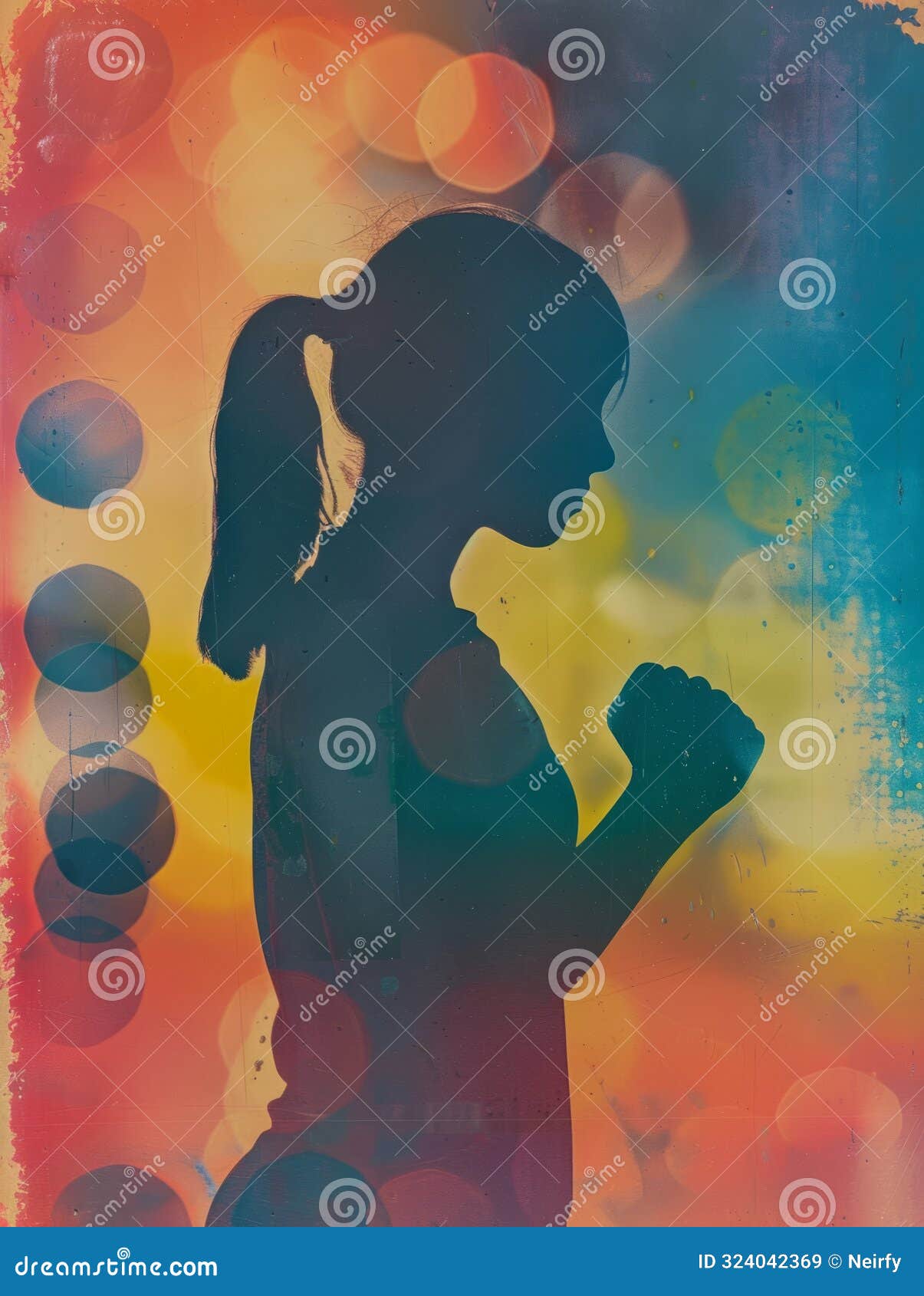 Shadow of a Woman with a Ponytail, Holding a Small Dumbbell Stock Image ...