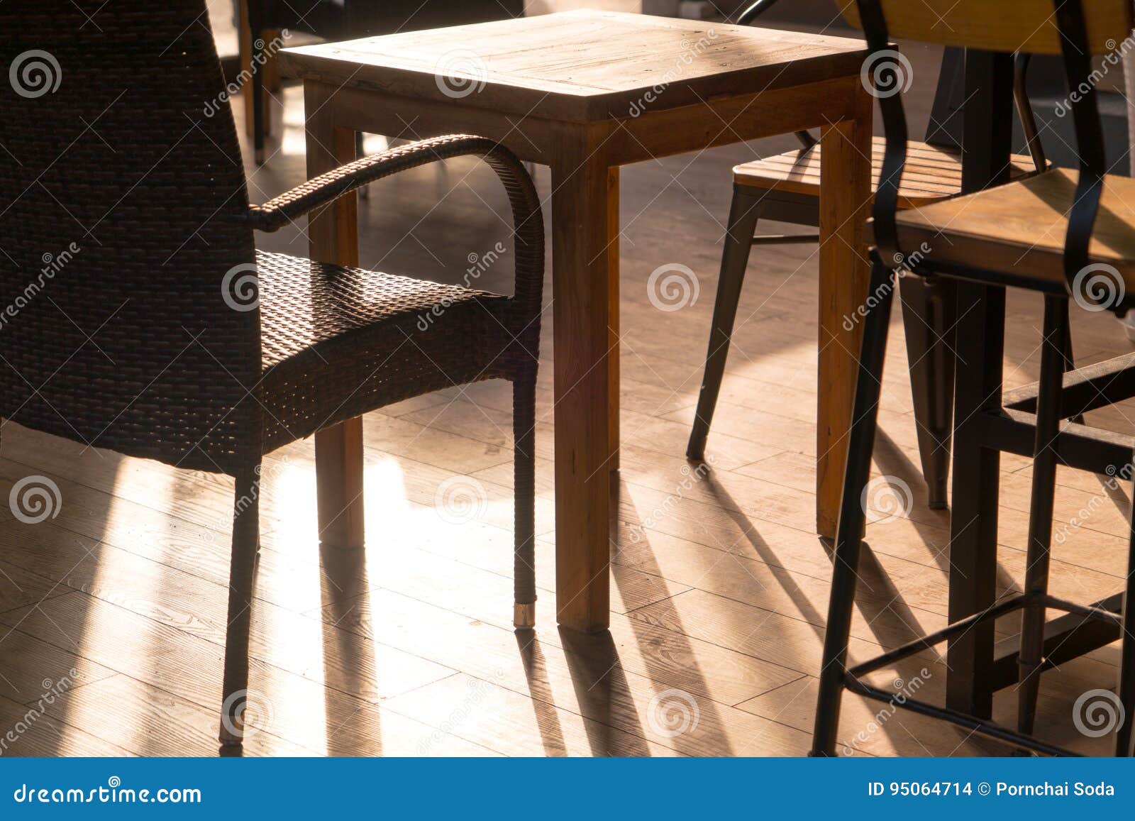 The Shadow of the Wooden Table, Feeling Lonely Stock Photo - Image of ...