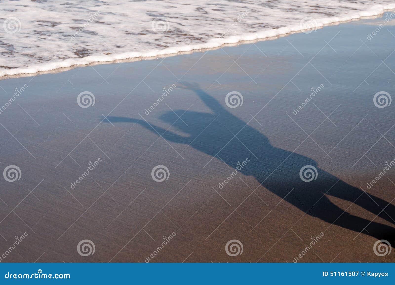 Shadow of Young Woman on the Beach Stock Image - Image of wave, sand ...