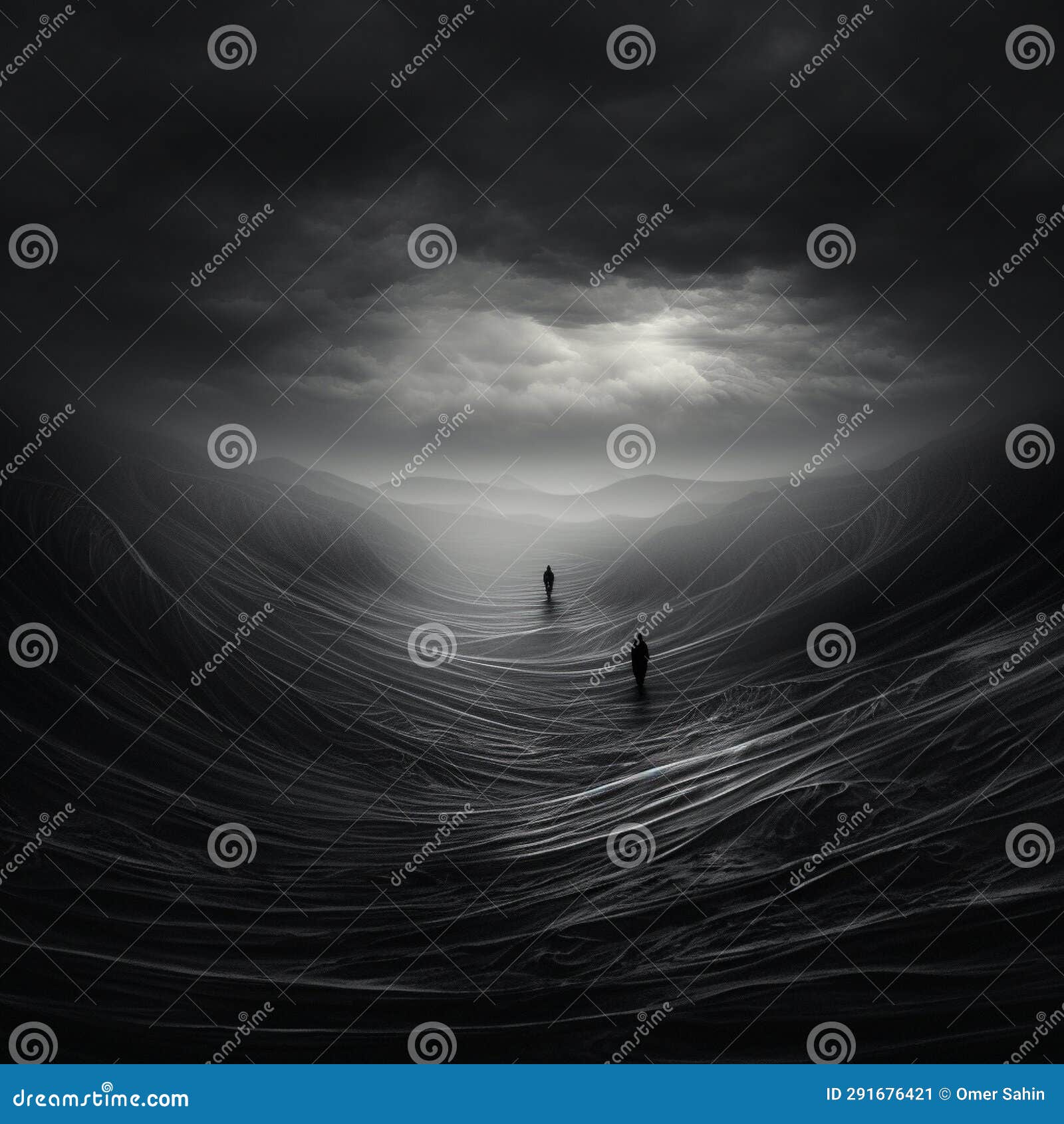 Shadowed Journey: Mesmerizing Monochromatic Landscape Stock Image ...