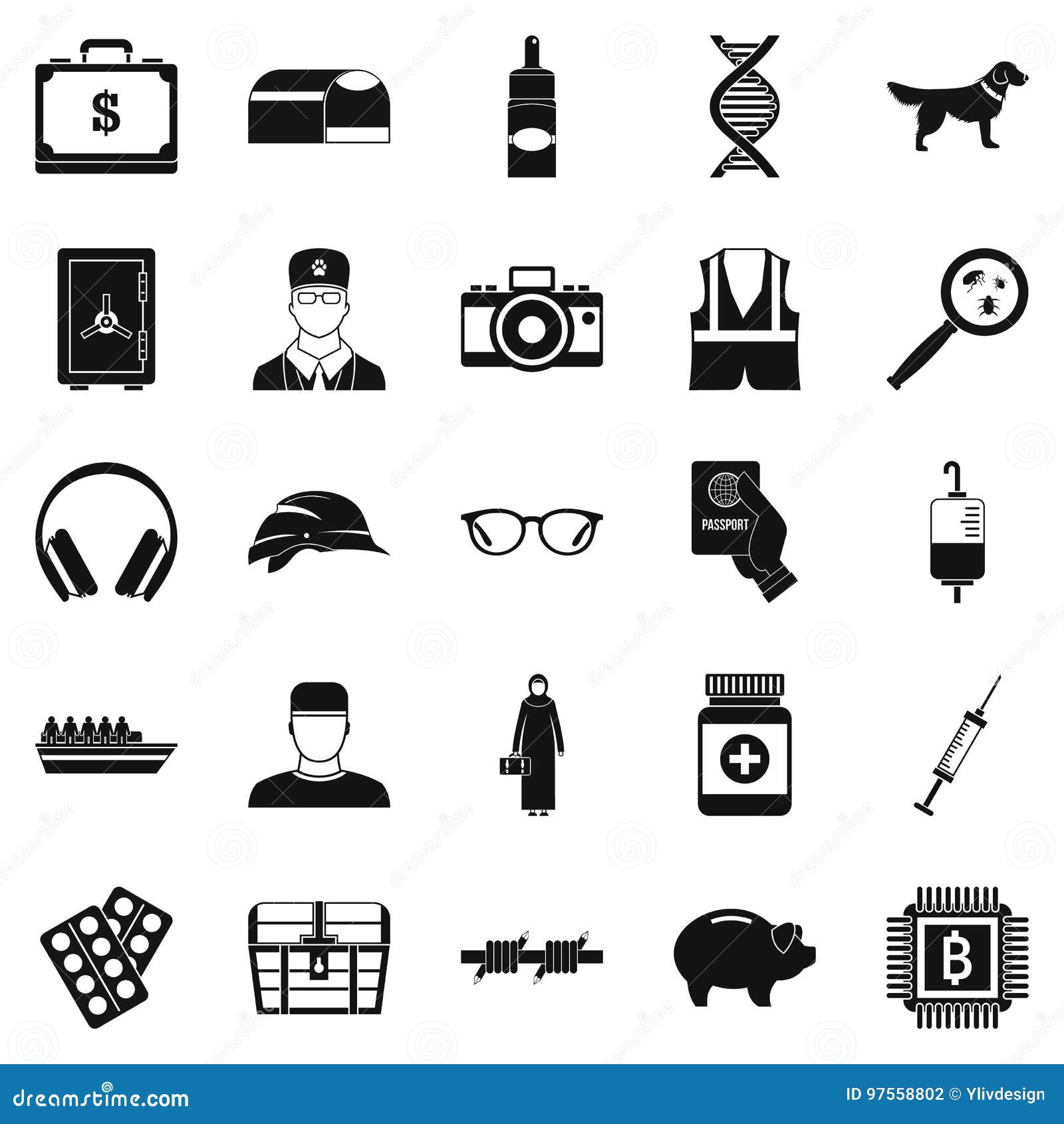 Shadowing Icons Set, Simple Style Stock Vector - Illustration of ...