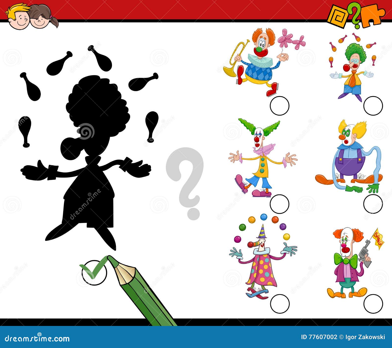 Shadows Activity with Clowns Stock Vector - Illustration of design ...