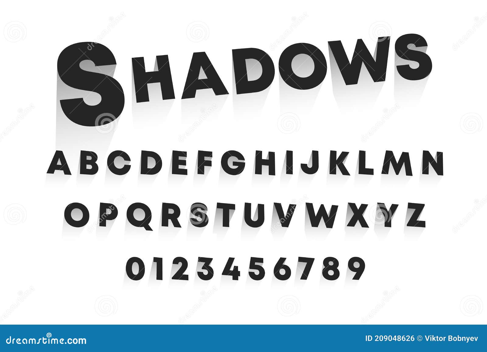 Shadows Alphabet Template. Set of Letters and Numbers 3D Design Stock ...