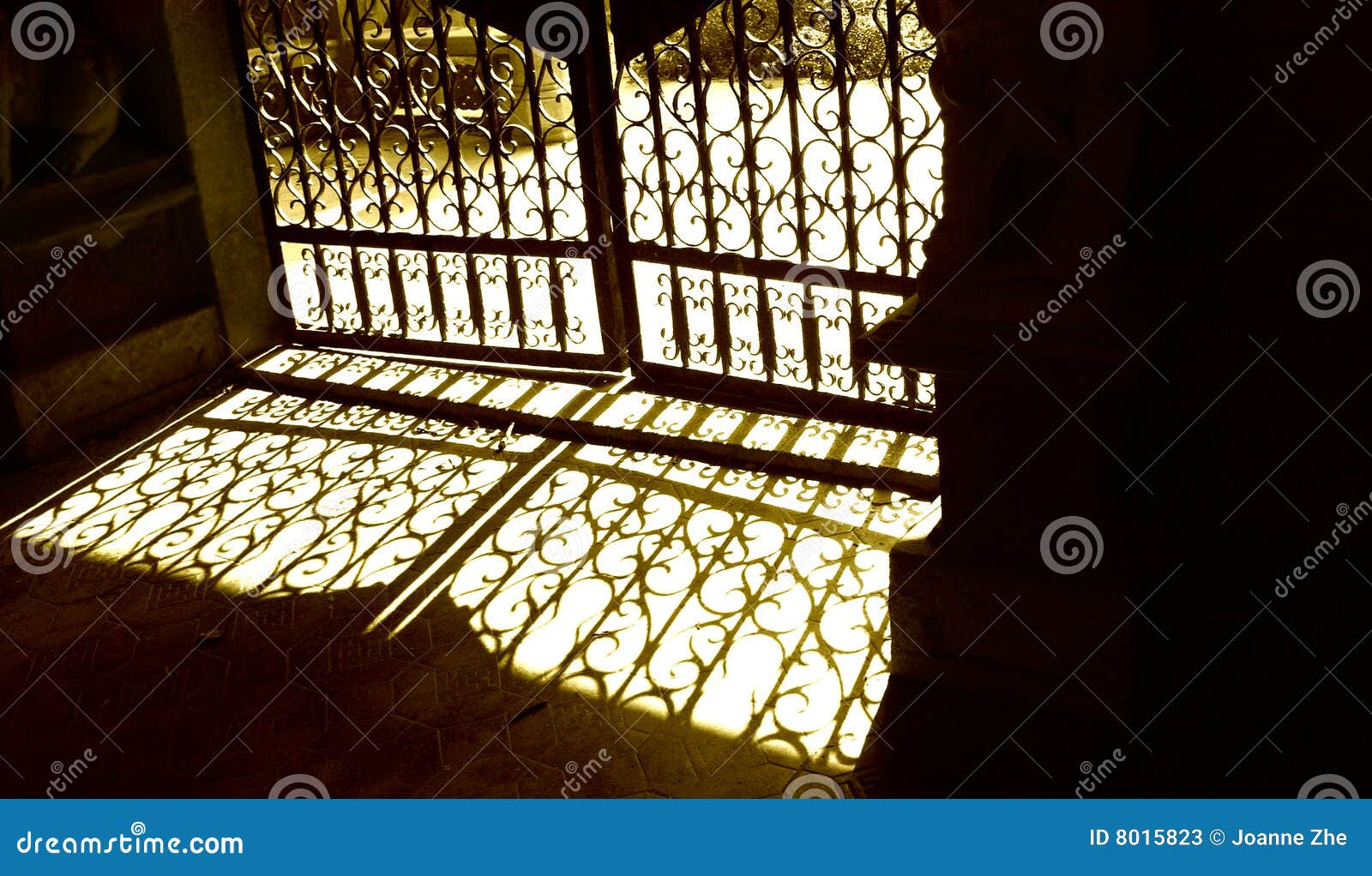 Shadows of antique gate stock image. Image of contemplative - 8015823