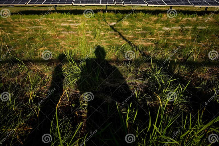 Shadows Cast by an Individual Inspecting a Solar Panel Field Stock ...