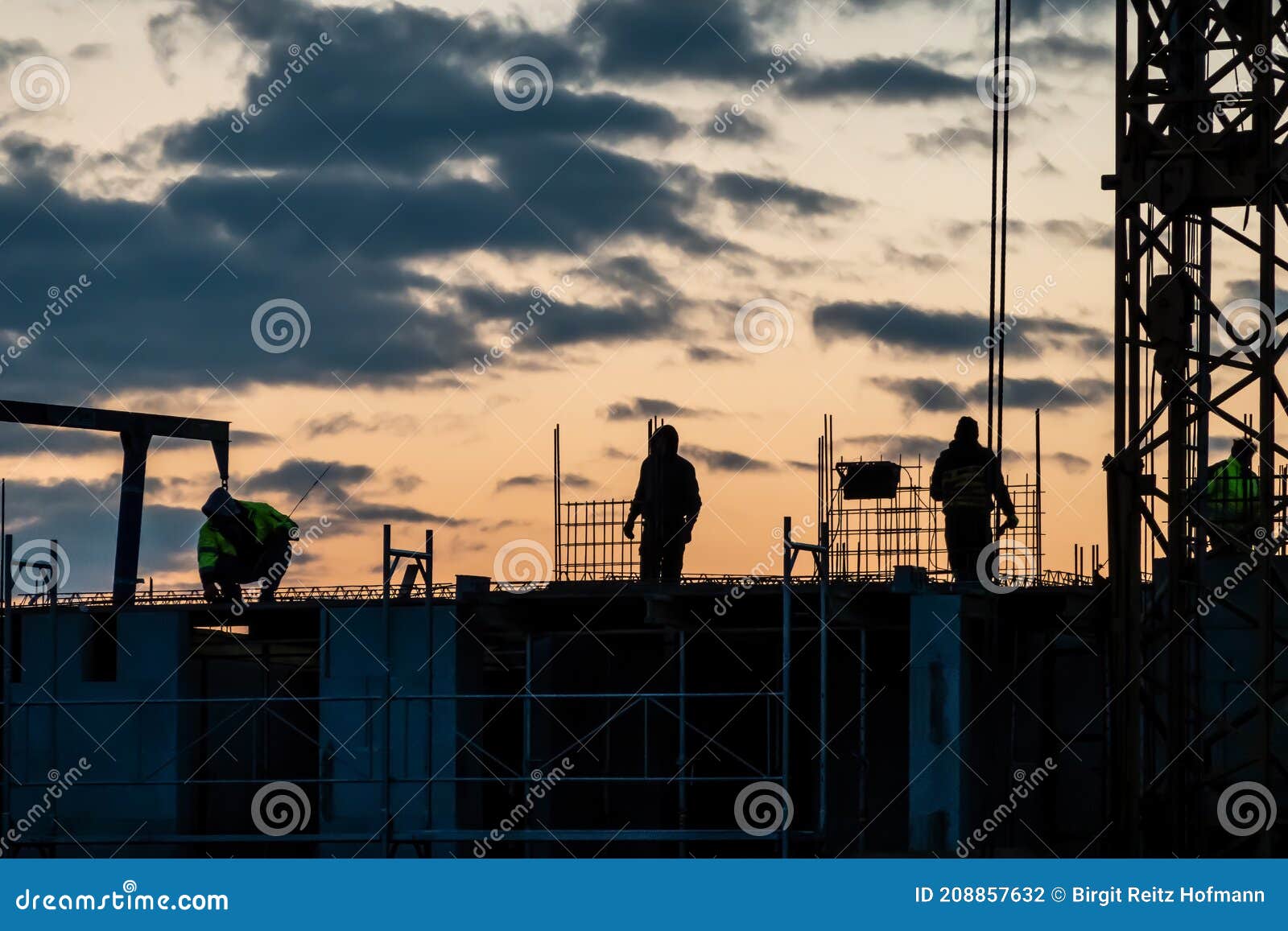 Shadows of Construction Workers Stock Photo - Image of industrial ...