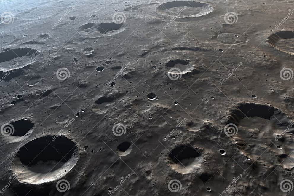 Shadows of Craters Creating Stunning Patterns on Lunar Surface Stock ...