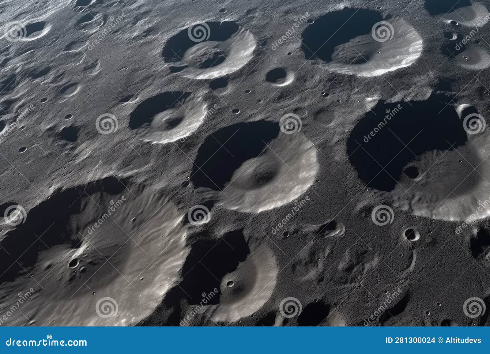 Shadows of Craters Creating Stunning Patterns on Lunar Surface Stock ...