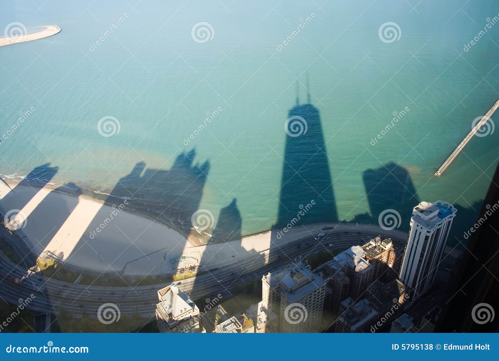 Shadows on Lake Michigan stock photo. Image of water, skyscapers - 5795138