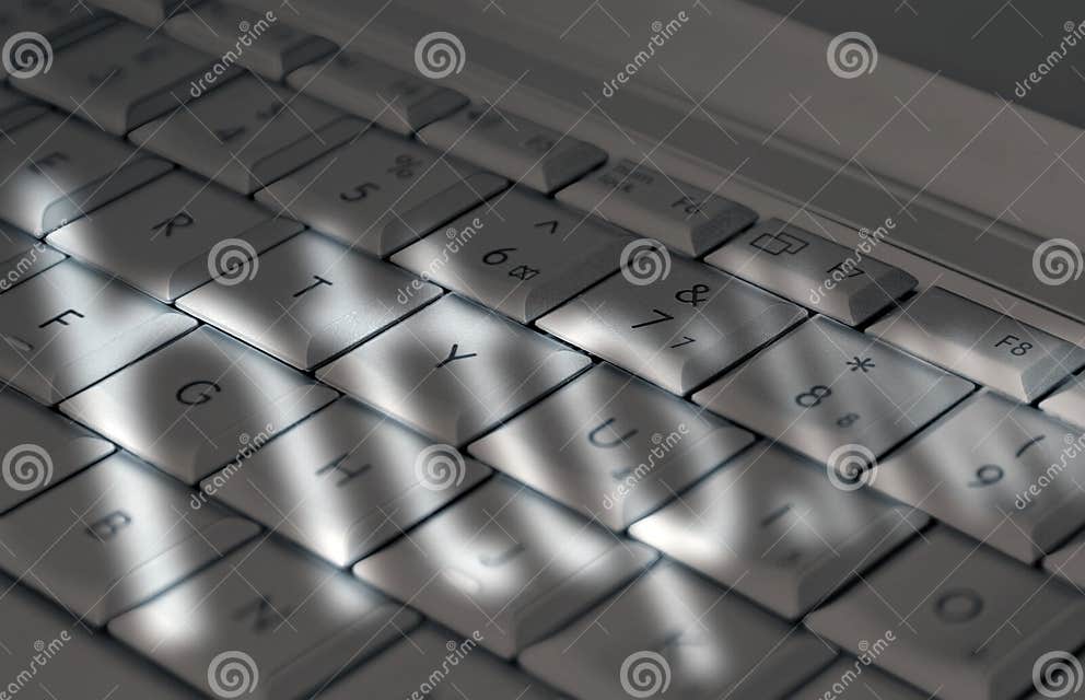 Shadows on laptop keyboard stock illustration. Illustration of letters ...