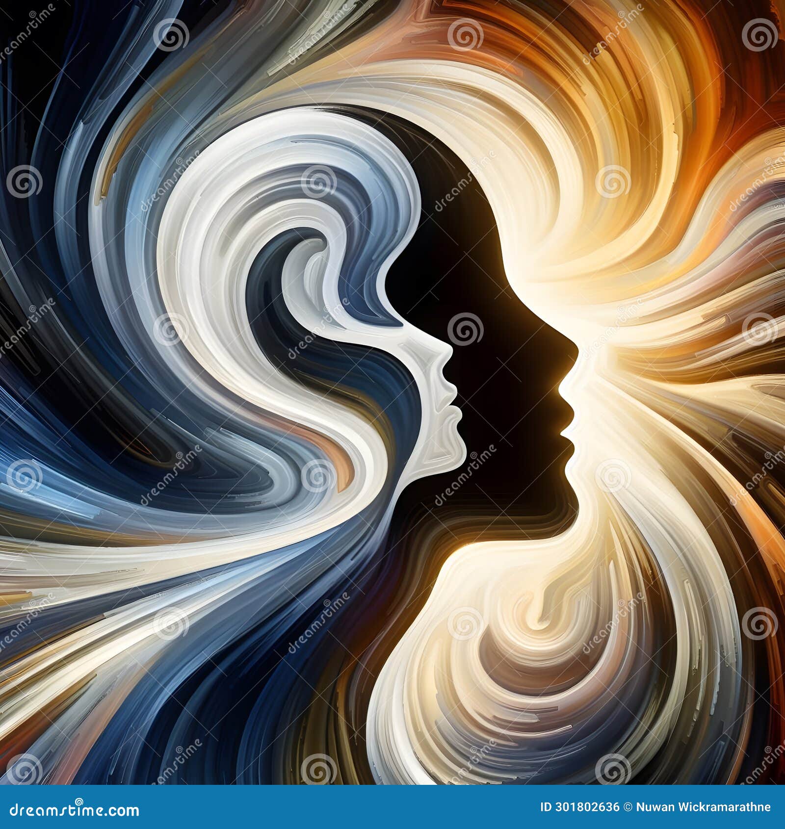 Shadows and Light: Abstract AI Art Exploration Stock Illustration ...