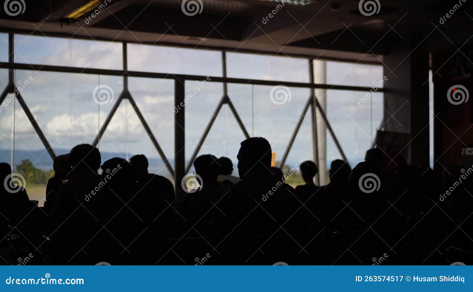 The Shadows of Many People in the Airplane Waiting Area. Editorial ...