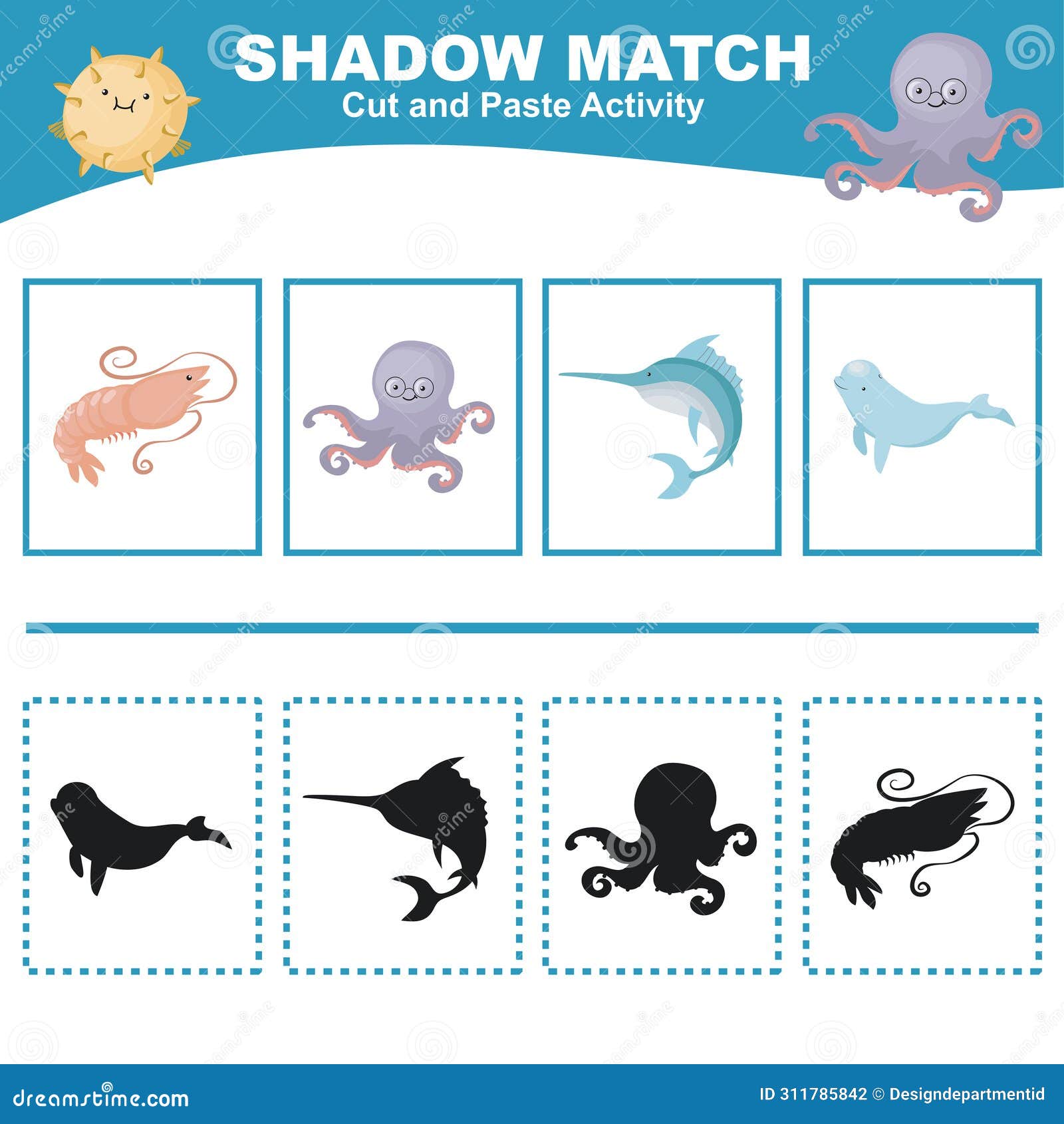 Cut the Image in Each Box and Glue it on Each Shadow Stock Vector ...