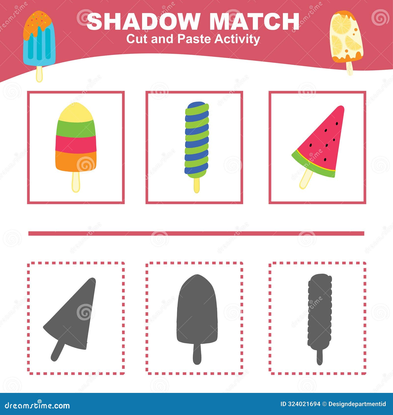 Cut the Image in Each Box and Glue it on Each Shadow. Find the Correct ...