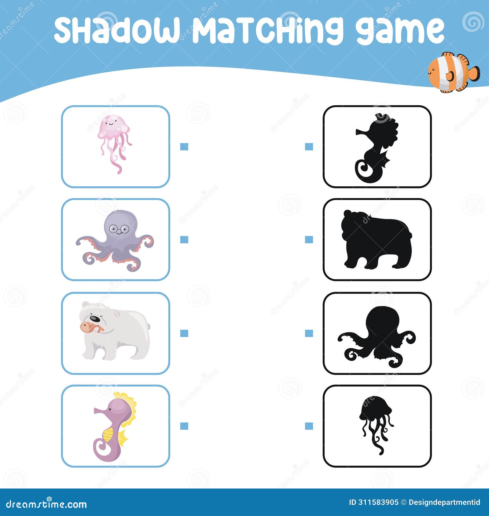 Matching Shadow Game for Children Stock Vector - Illustration of ...