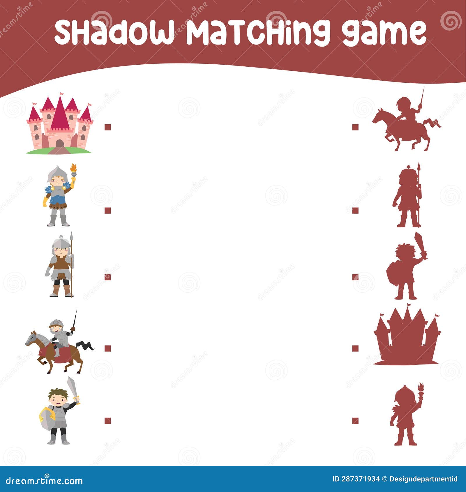 Matching Shadow Game for Children Stock Vector - Illustration of school ...