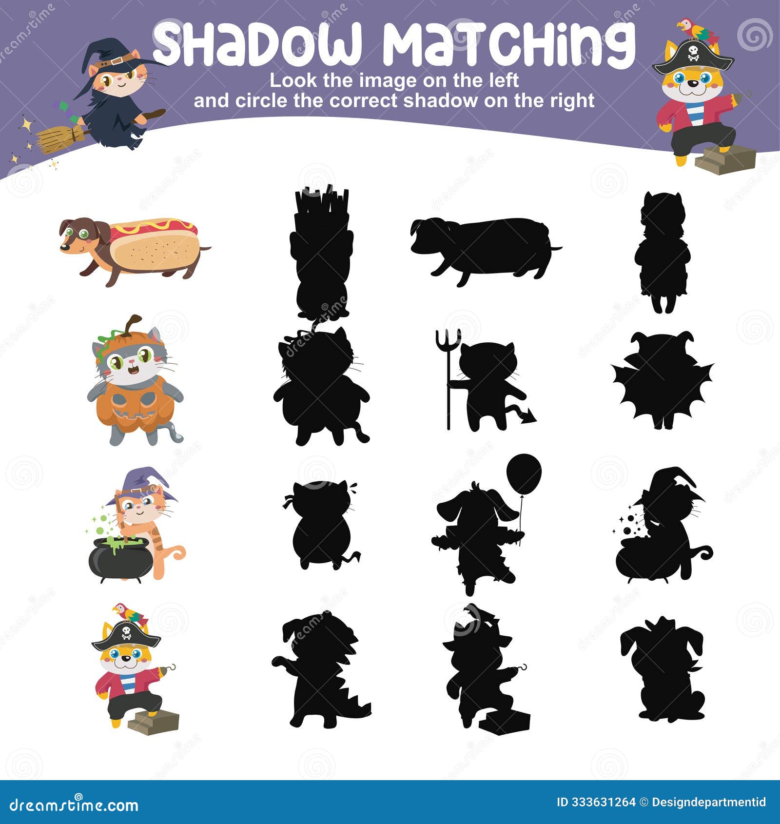 Look the Image on the Left and Circle the Correct Shadow on the Right ...