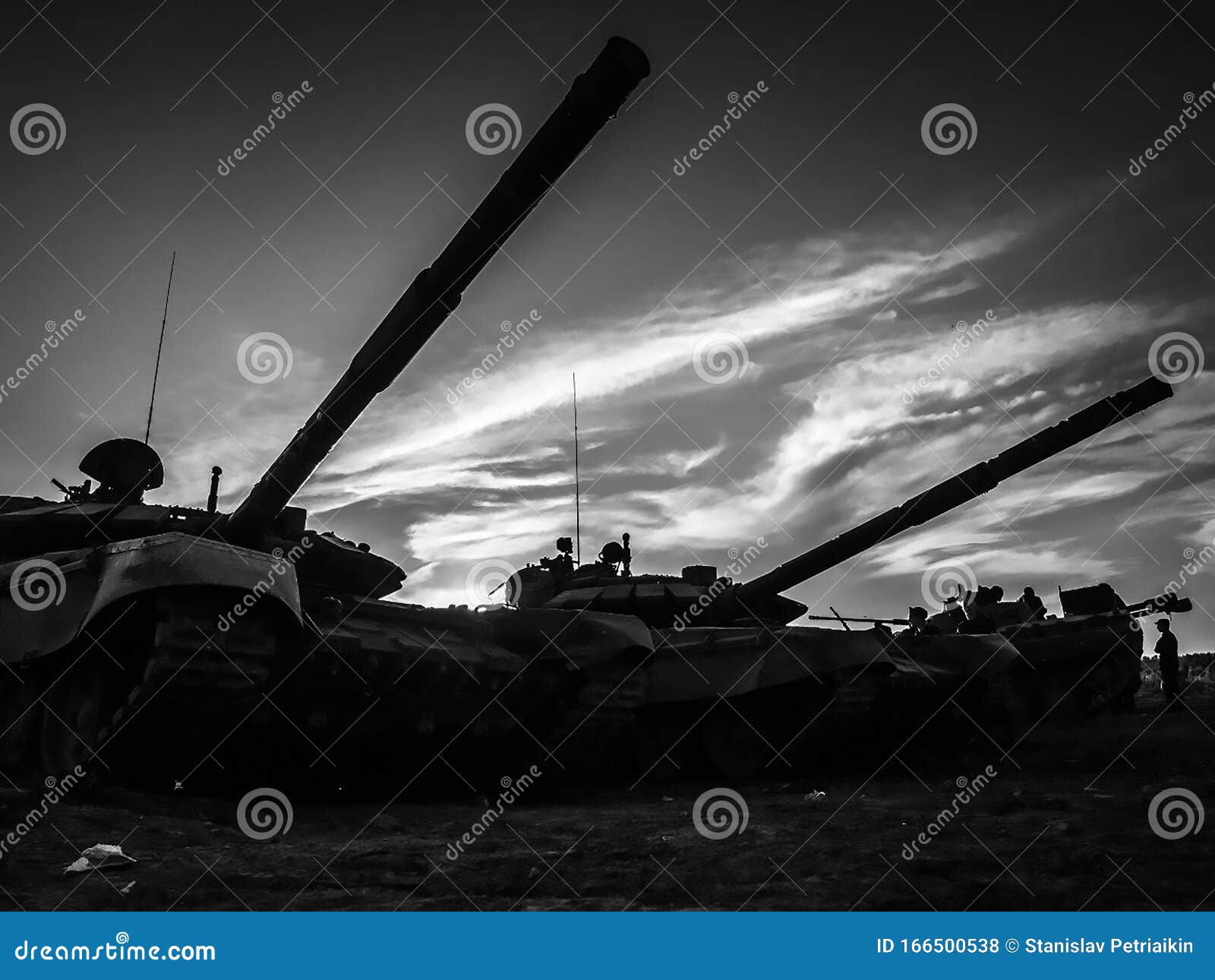 Shadows of Military Tanks at Night at Sunset Stock Photo - Image of ...
