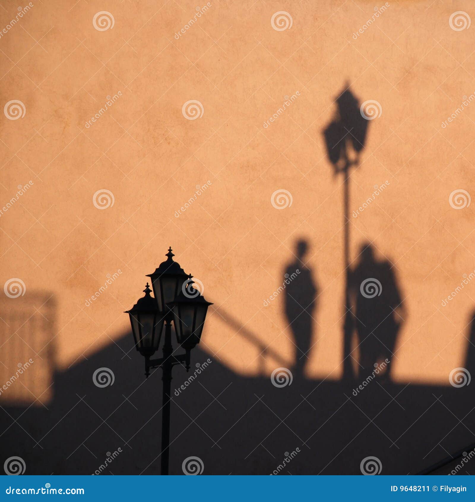 Shadows of the People and Street Lantern Stock Image - Image of glowing ...
