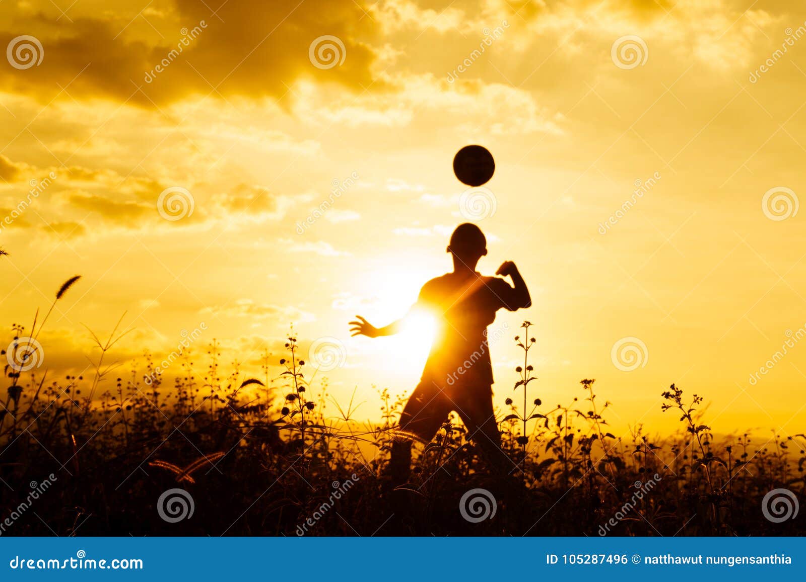 Shadows Play Football at Sunset,Yellow Tone Stock Photo - Image of ...