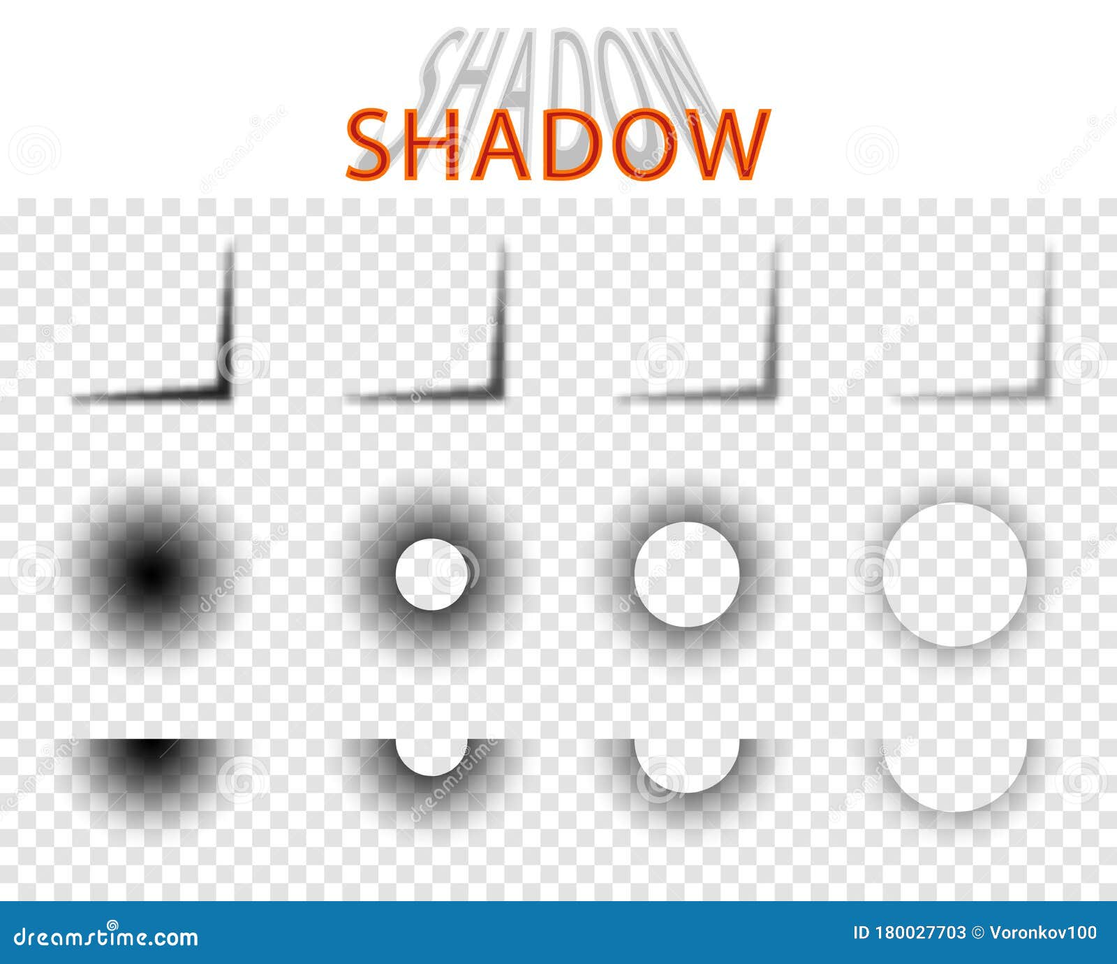 Shadows Semicircular Set. Circle, Round Half. Corner Dark Templates ...
