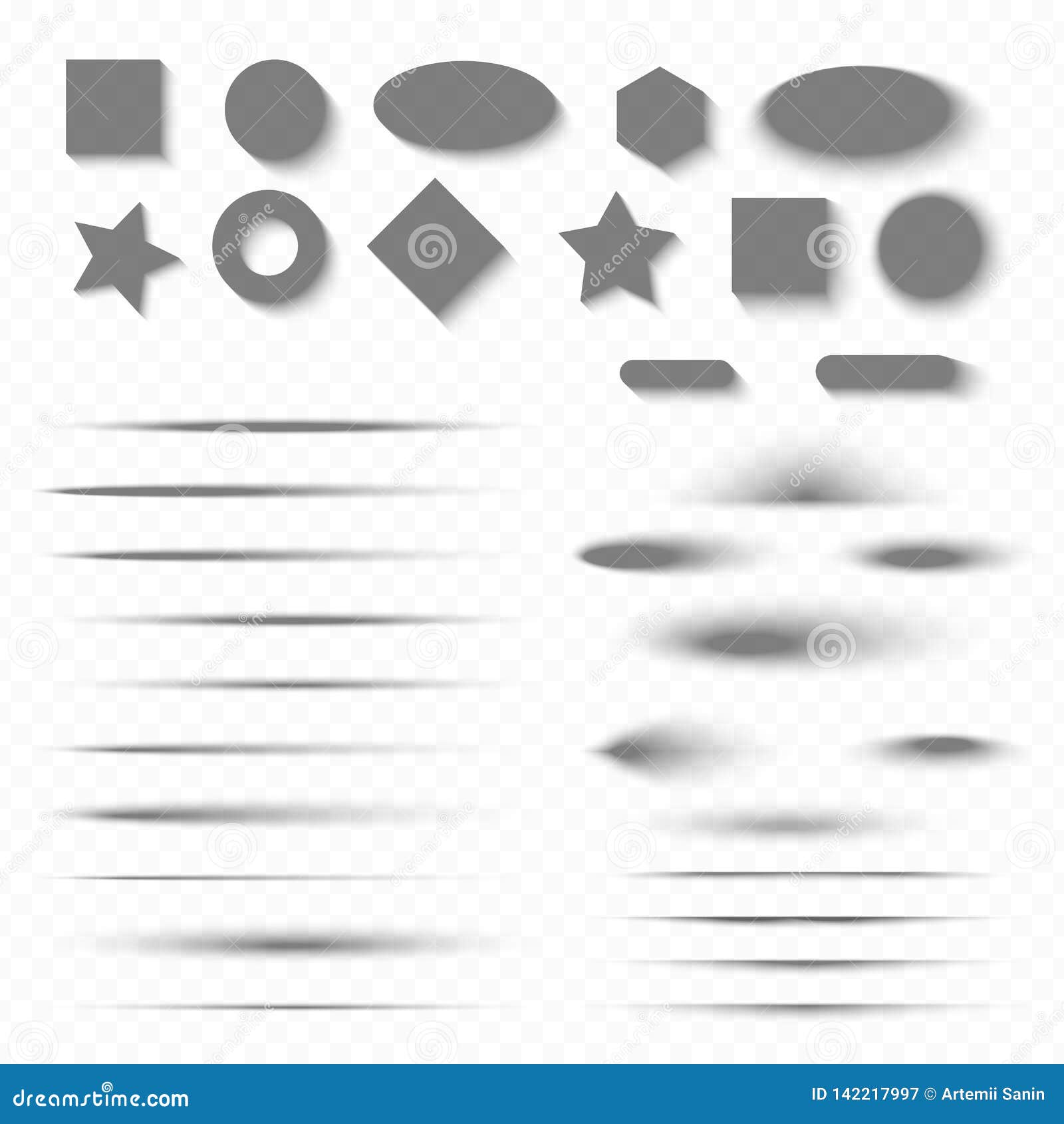 Shadows with Soft Edges Isolated on Transparent Background. Elements ...