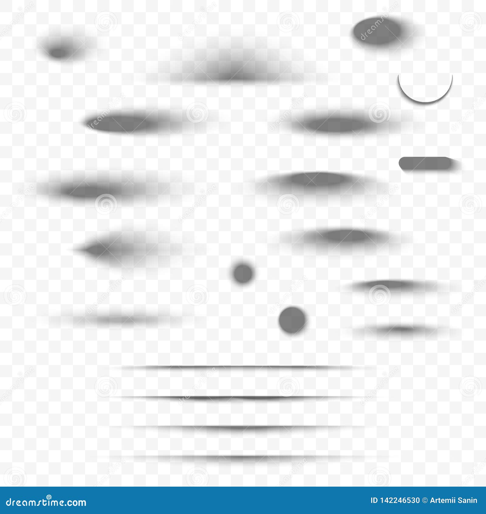 Shadows with Soft Edges Isolated on Transparent Background. Elements ...